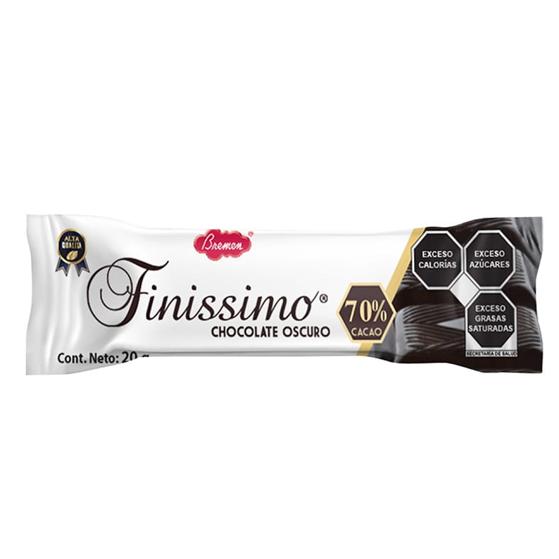 Barra de chocolate Finissimo 70% Cacao 20g -Bremen | - Abasto Vegano